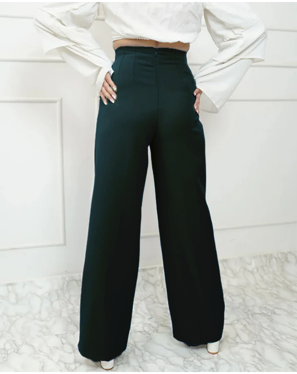 Corset Waist Pleated Pants - Black – Oyela