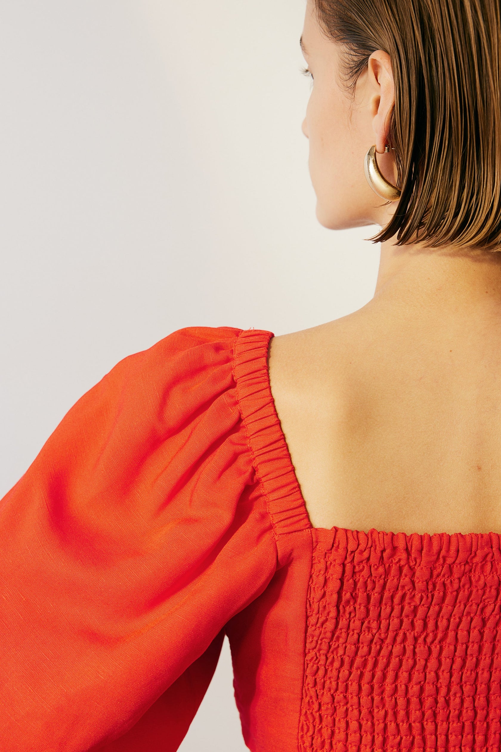 Crop Gathered Bodice Red Top – Oyela