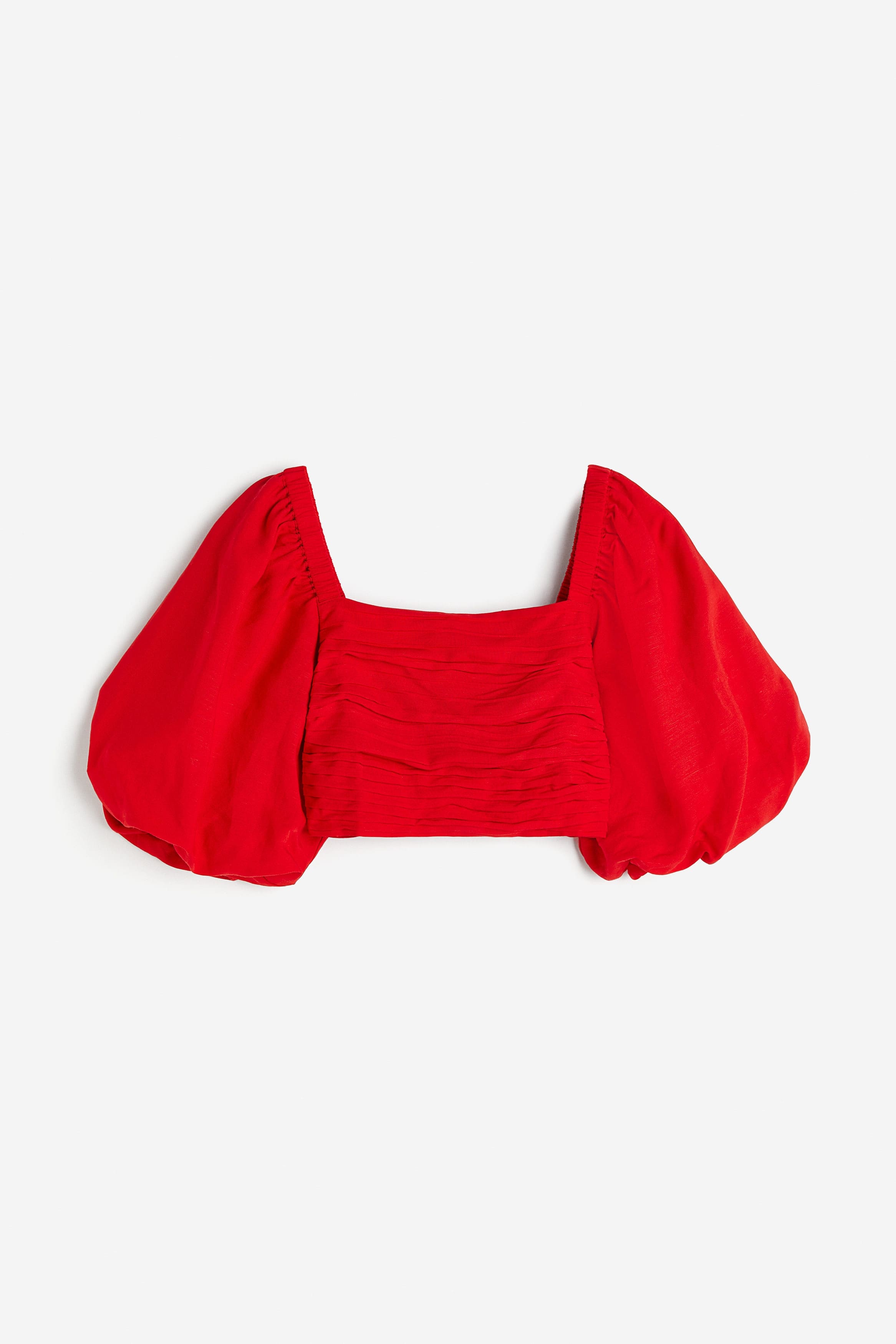 Crop Gathered Bodice Red Top – Oyela