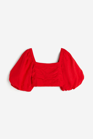 Crop Gathered Bodice Red Top – Oyela
